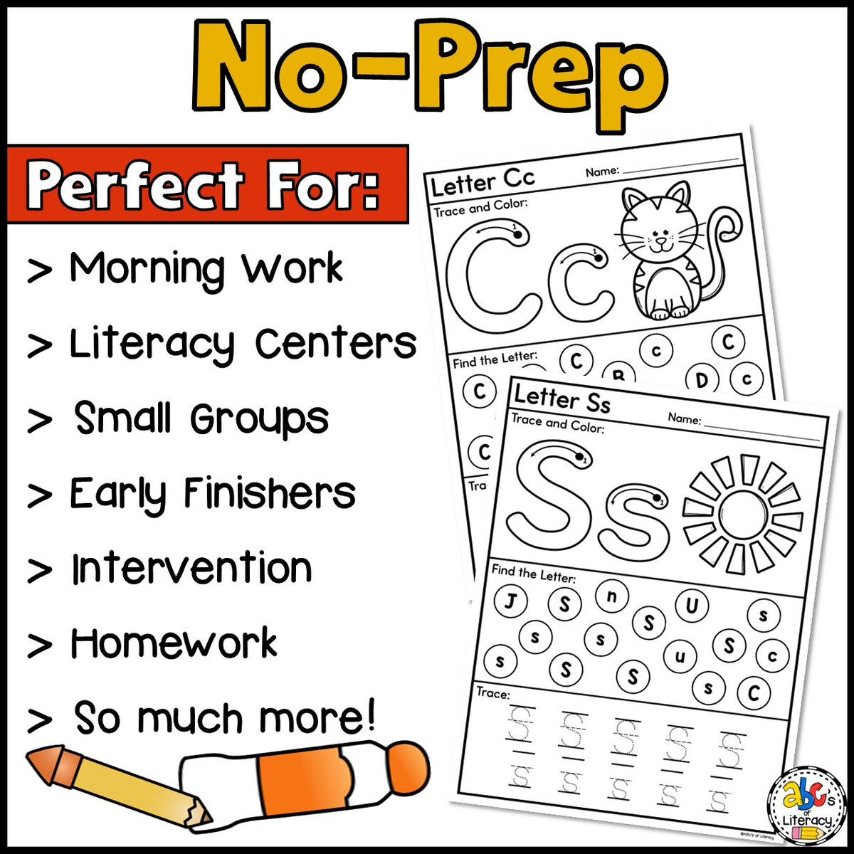 Find & Trace Alphabet Worksheets – ABC's of Literacy