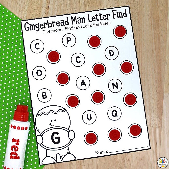 Gingerbread Man Letter Worksheets Bundle – ABC's of Literacy