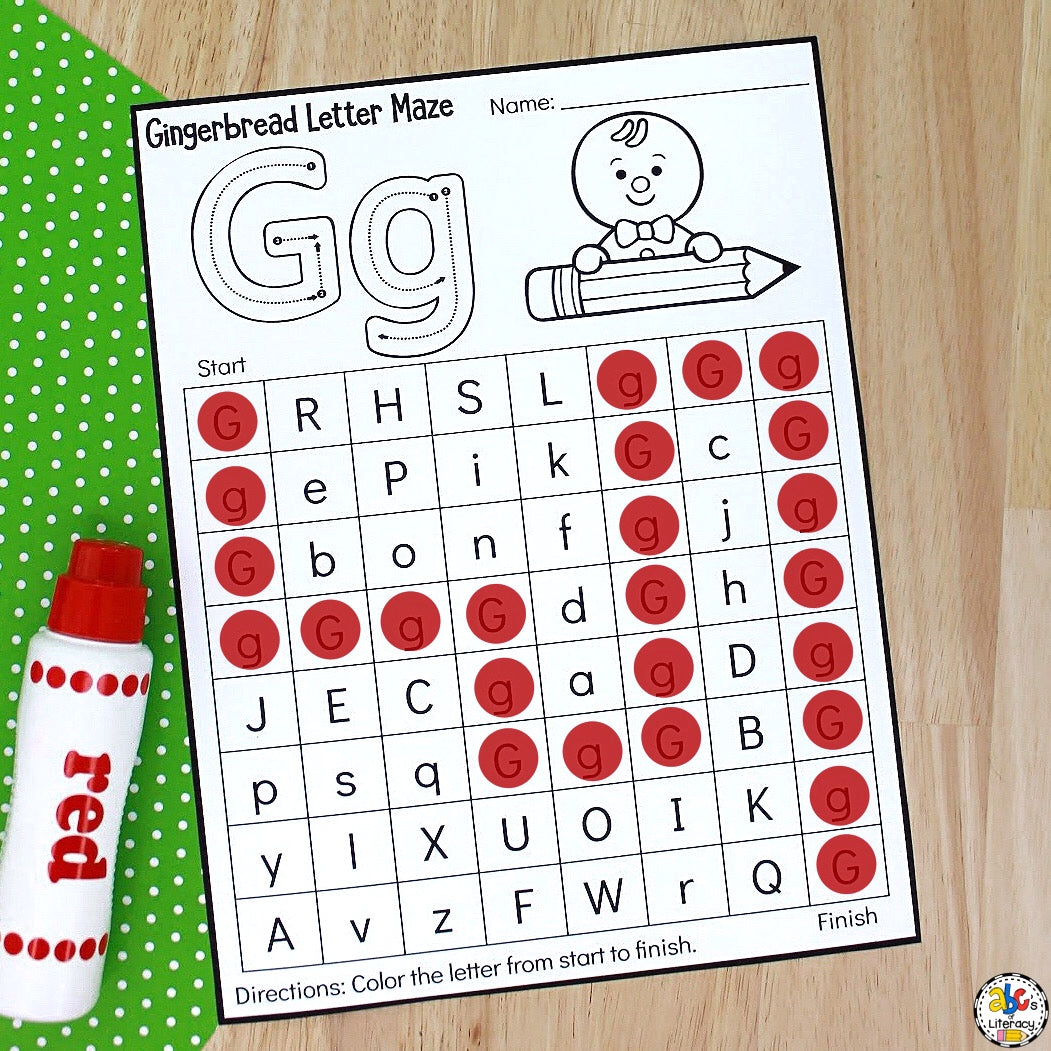 Gingerbread Man Letter Worksheets Bundle – ABC's of Literacy