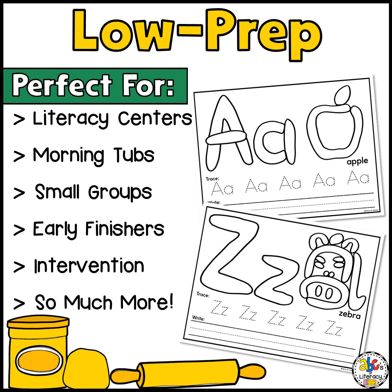 Alphabet Play Dough Mats – ABC's of Literacy