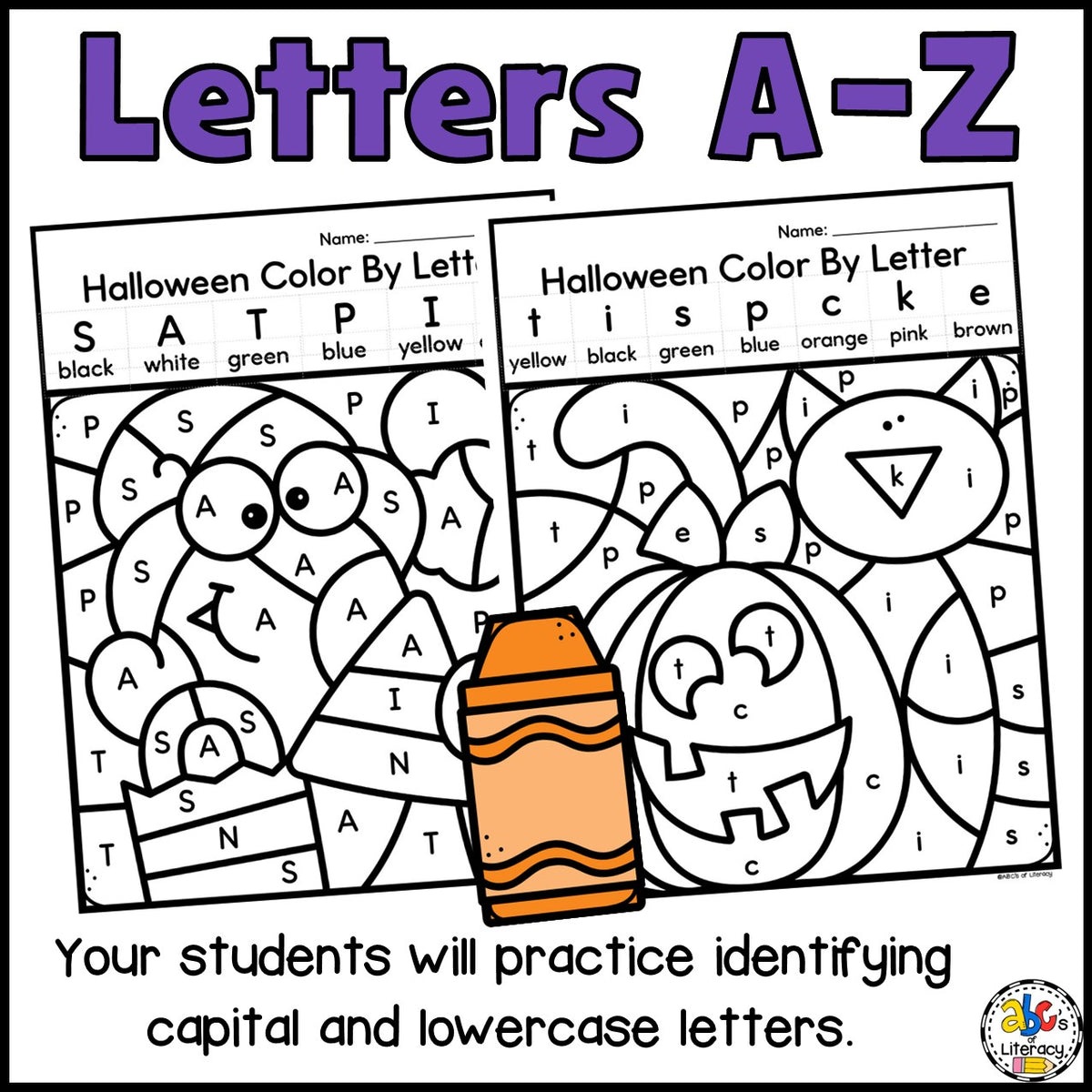 Halloween Color By Letter Recognition Worksheets – ABC's of Literacy