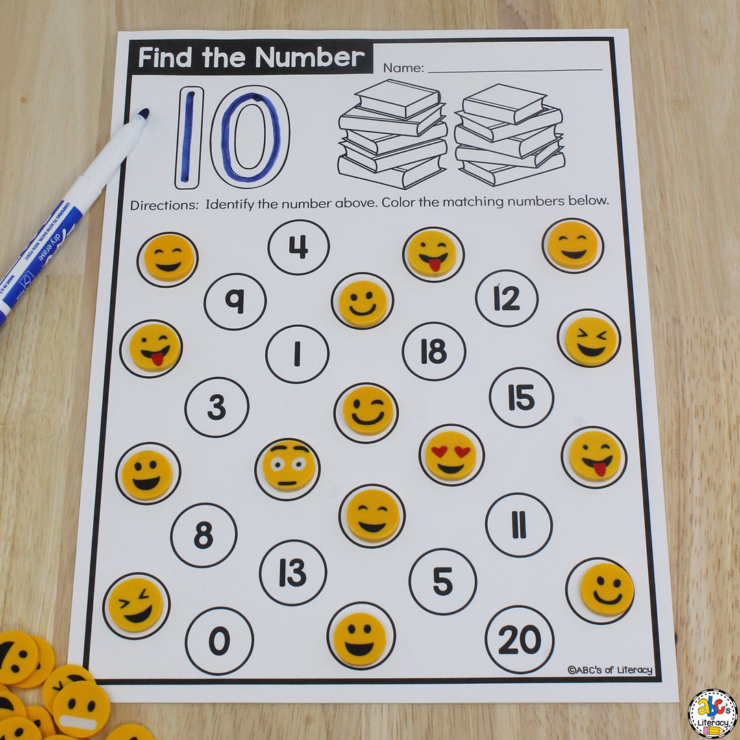 FInd The Number: Number Recognition Worksheets – ABC's of Literacy