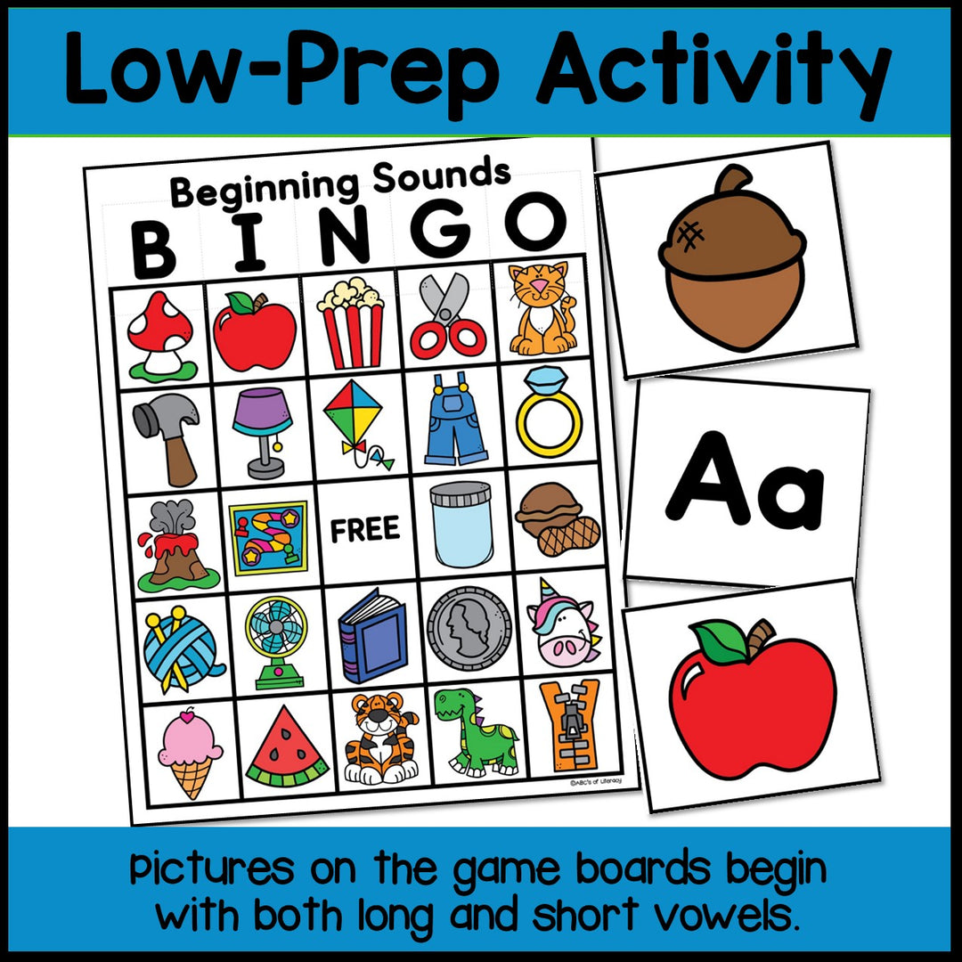 Beginning Sound Bingo Game – ABC's of Literacy