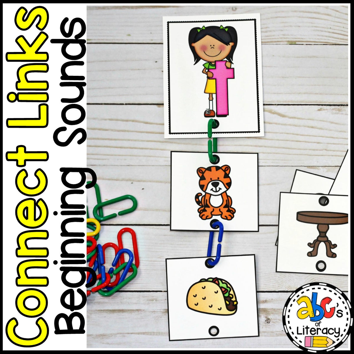 Connect Links Beginning Sounds Sort Task Cards – ABC's of Literacy