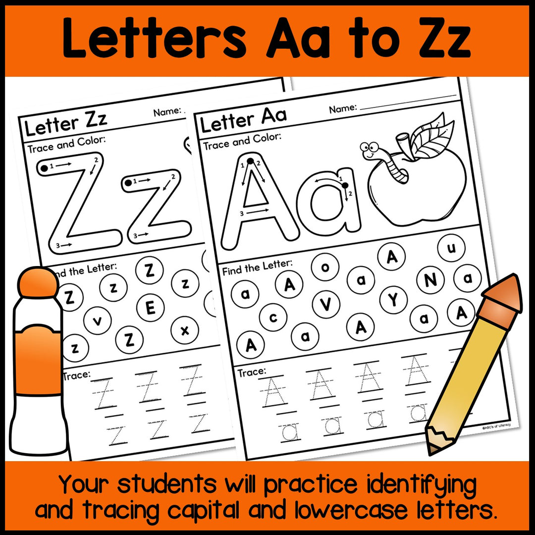 Find & Trace Alphabet Worksheets – ABC's of Literacy