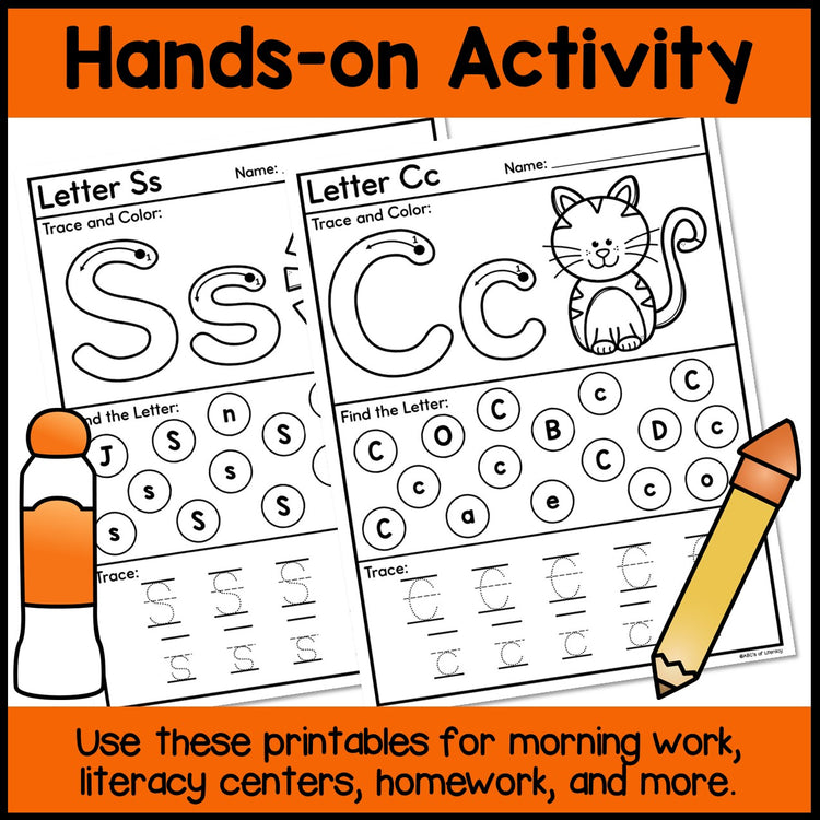 Find & Trace Alphabet Worksheets – ABC's of Literacy