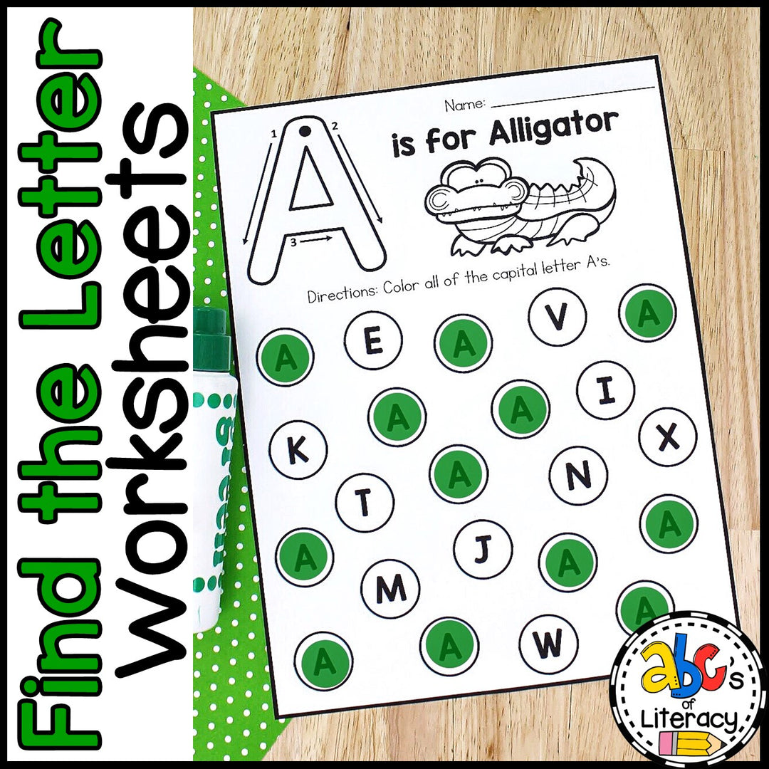 Find The Letter: Alphabet Recognition Worksheets – ABC's of Literacy