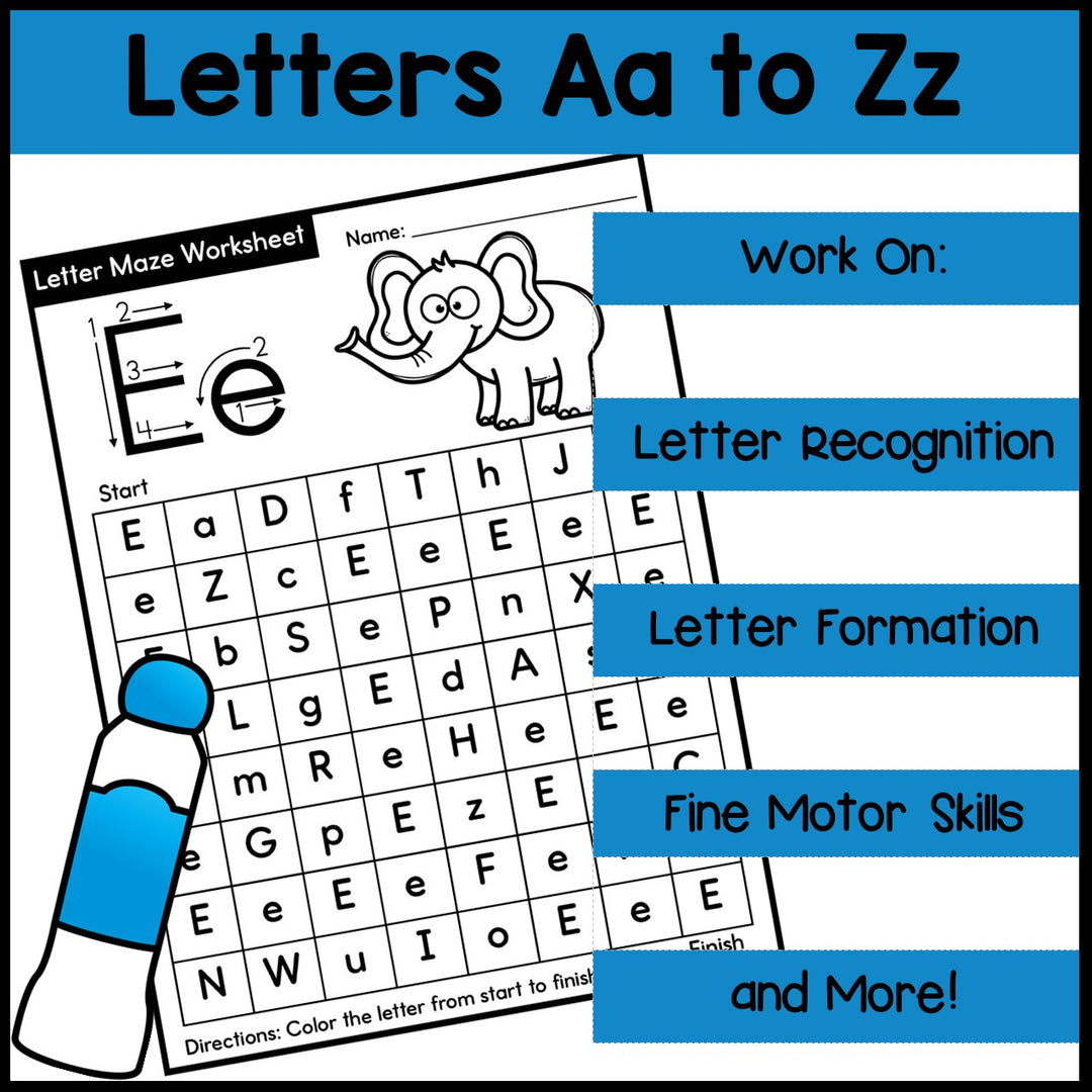 Letter Maze Worksheets – ABC's of Literacy