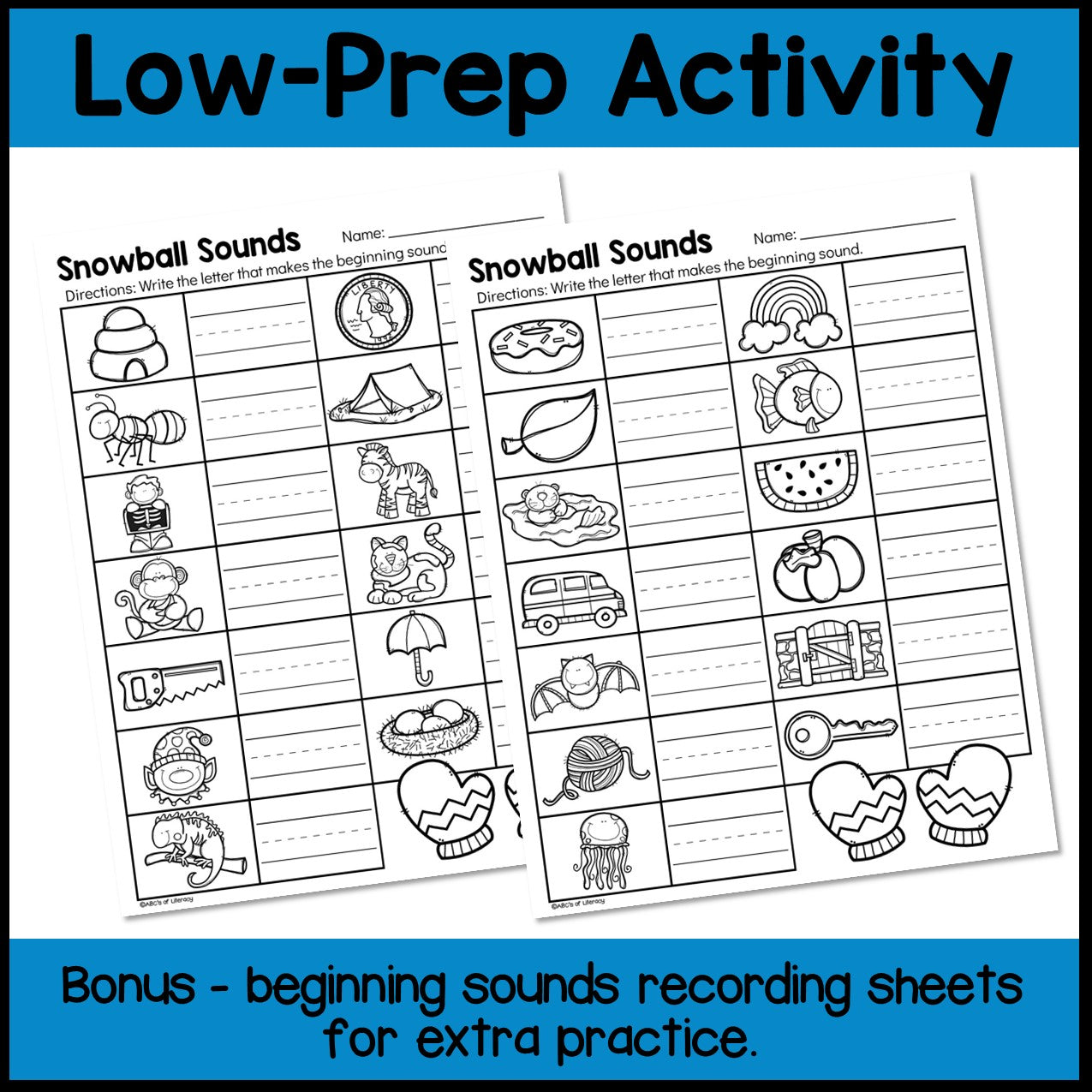 Snowball Beginning Sounds Activity – ABC's of Literacy